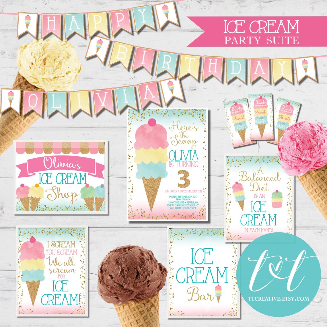 ICE CREAM Birthday Party Favor Tags 1.75 X 3.5 - Etsy