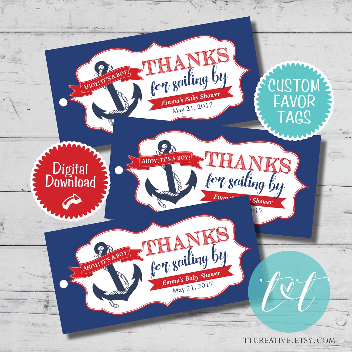 Nautical Baby Shower Ahoy It's a Boy Baby Shower Favor Tag | Etsy