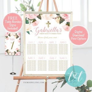 BAPTISM First Holy COMMUNION SEATING Chart Poster 24 X 36, With Free ...