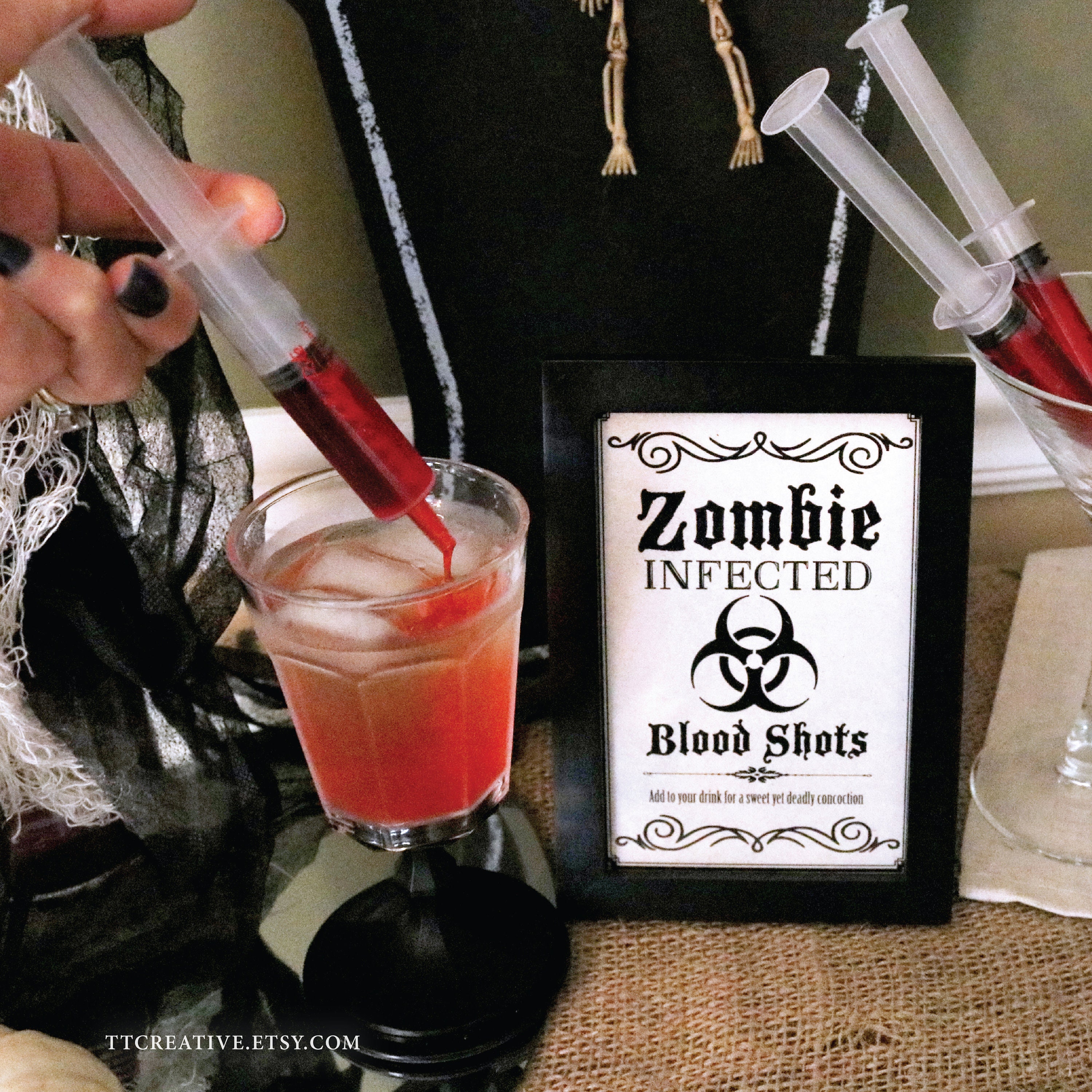 Vintage Halloween COCKTAIL GARNISH SIGNS 4x6 Set | Etsy