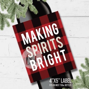 Custom Funny CHRISTMAS WINE Bottle LABELS, Buffalo Plaid Holiday Wine ...