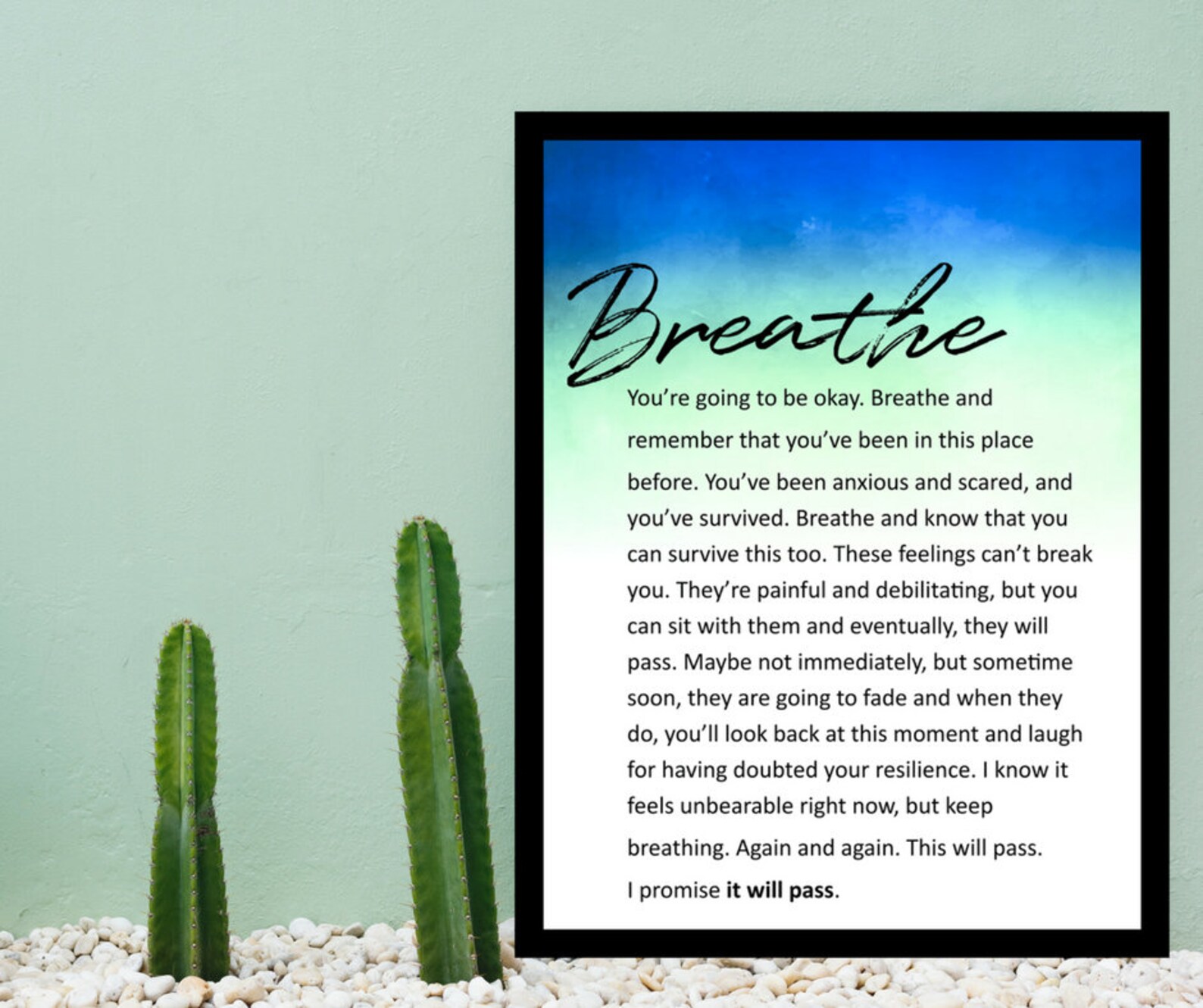 Breathe Mindfulness Art Print｜quote Art｜ Quote Art Print｜digital Art ...