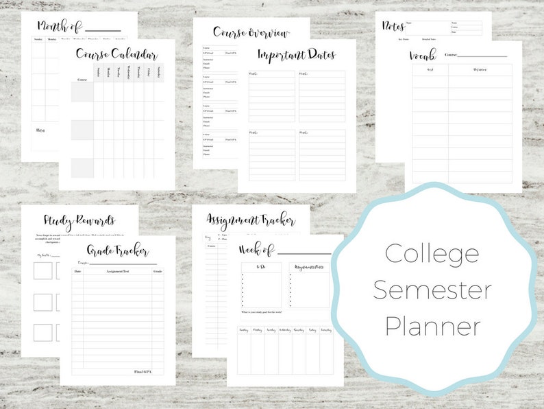 Semester Planner | College Planner | Semester Printable | College ...