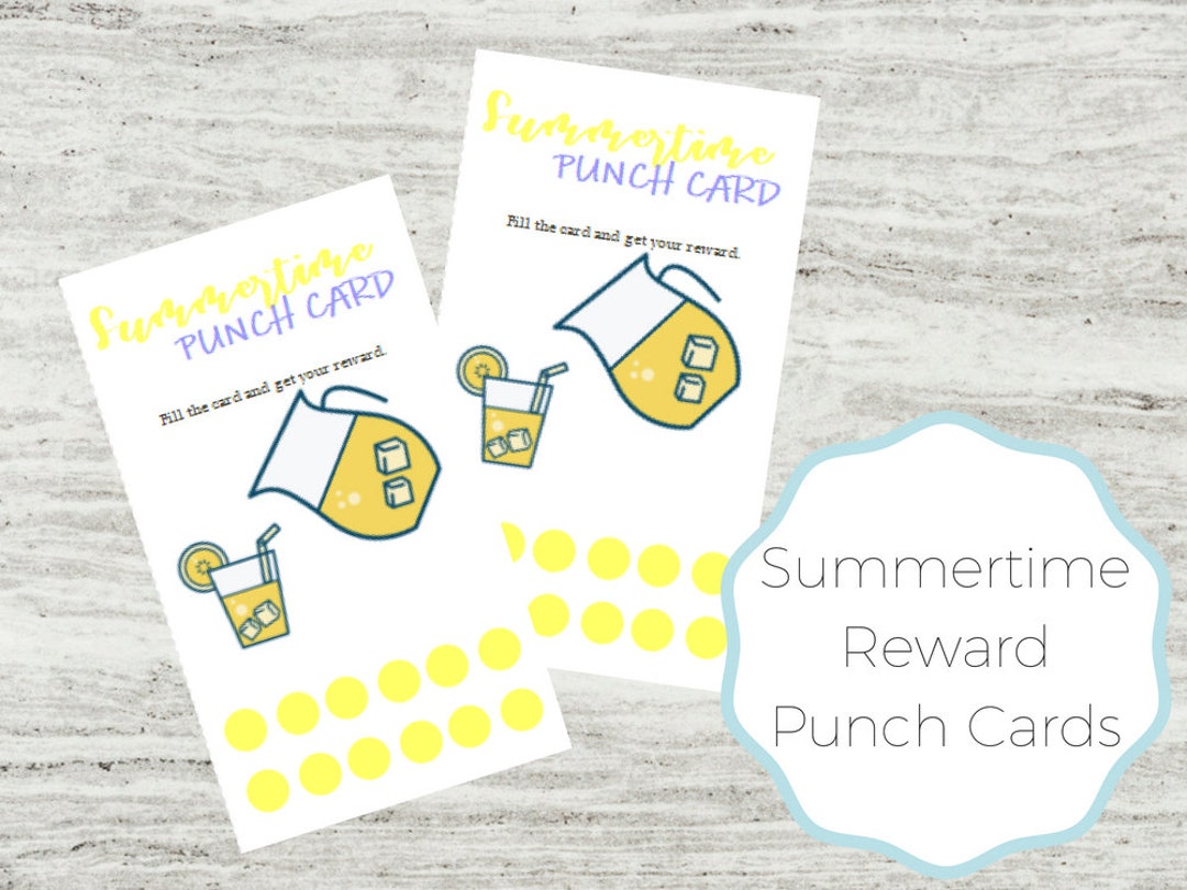 Yellow Summertime Reward Punch Card | Chore Rewards | Reward Card | Kid ...