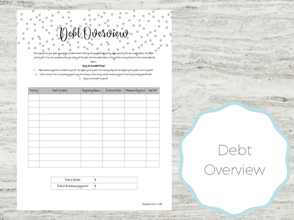 Debt Tracking Printables Set | Debt Tracker | Debt Printable ...