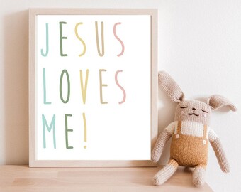 Jesus Loves Me Wall Art , Christian Art, Religious Art, Instant ...