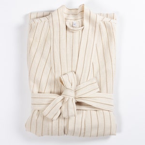 Natural Beige Striped Robe, Bridesmaid Robe Gift, Boho Lightweight ...