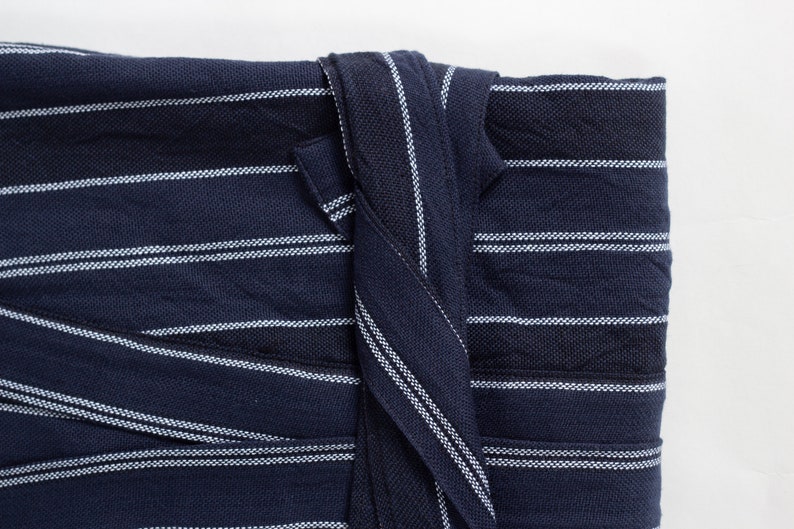 Clearance-navy Linen Cotton Kimono Robe, Lightweight Cardigan, Dark ...