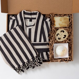 Custom Organic Cotton Bath Robe With Box, Lightweight Natural Linen ...