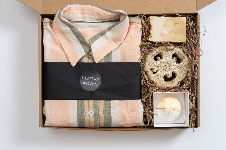 Pajamas Gift Set, Linen Loungewear Short Set, Christmas Gift Box ...