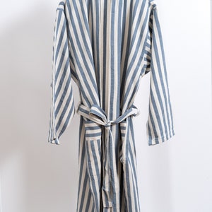 Wide Blue and White Striped Bathrobe Lightweight Dressing - Etsy