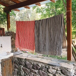 Red Picnic Table Throw, Red Stripe Blanket, Linen Peshtemal Set, Linen ...