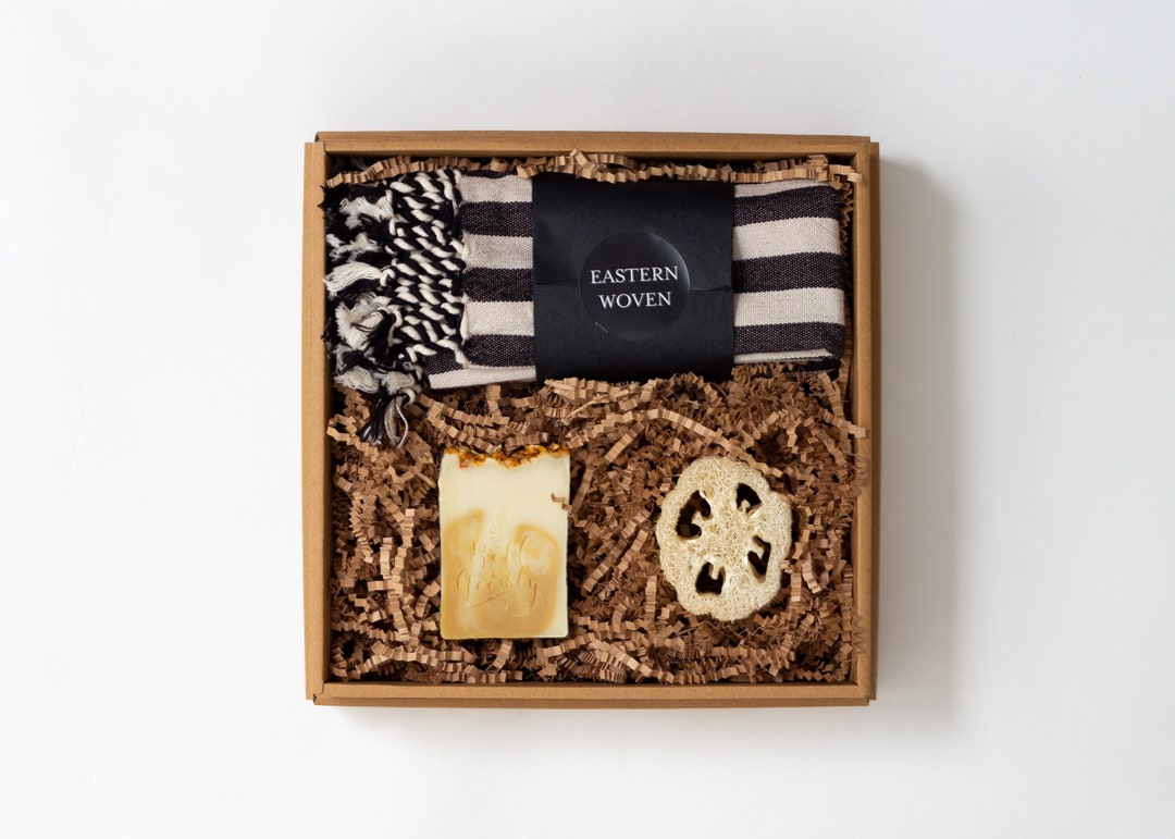 Hand Towels Box Gift Set, Black & White Towel, Care Package for Unisex ...