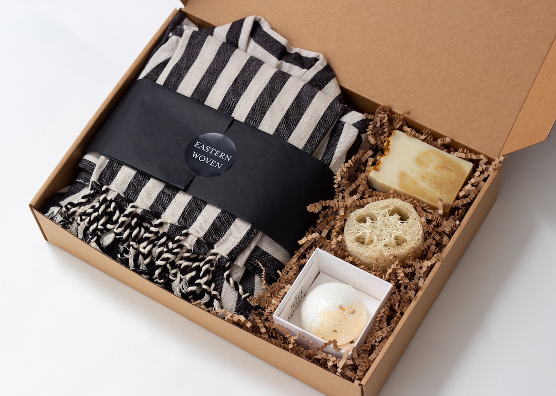 Custom Organic Cotton Bath Robe With Box, Lightweight Natural Linen ...