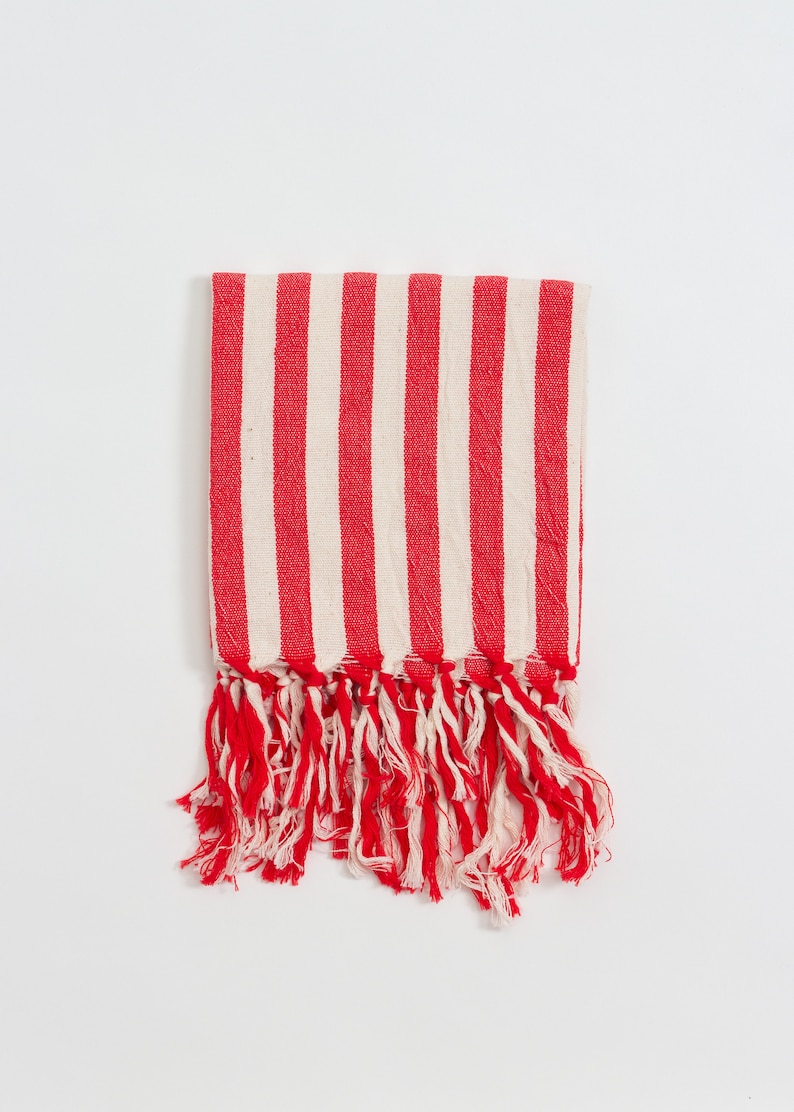 Red Picnic Table Throw, Red Stripe Blanket, Linen Peshtemal Set, Linen ...