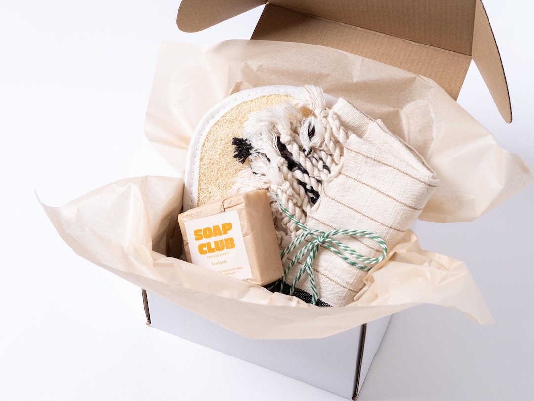 Turkish Hand Towel Spa Gift Set With Organic Loofah Sponge and Natural ...