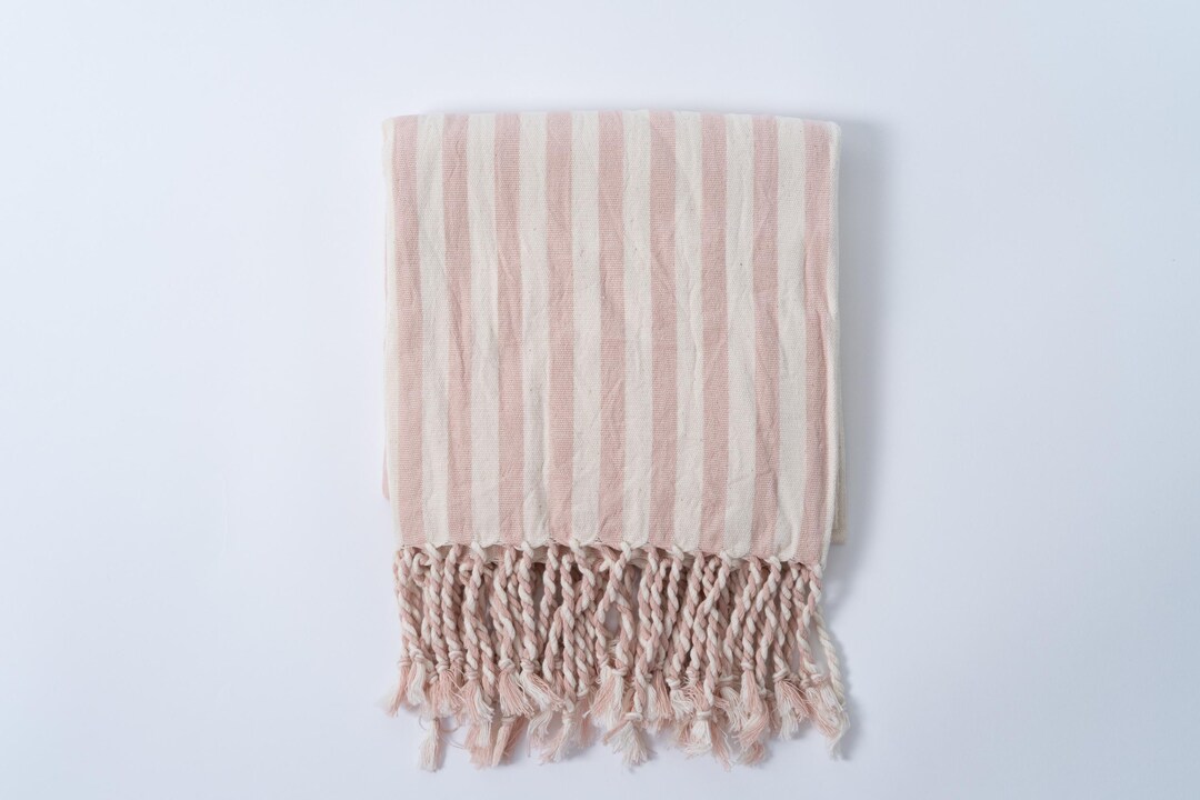 Rose Color Linen Beach Towel, Turkish Picnic Blanket, Large Blanket ...