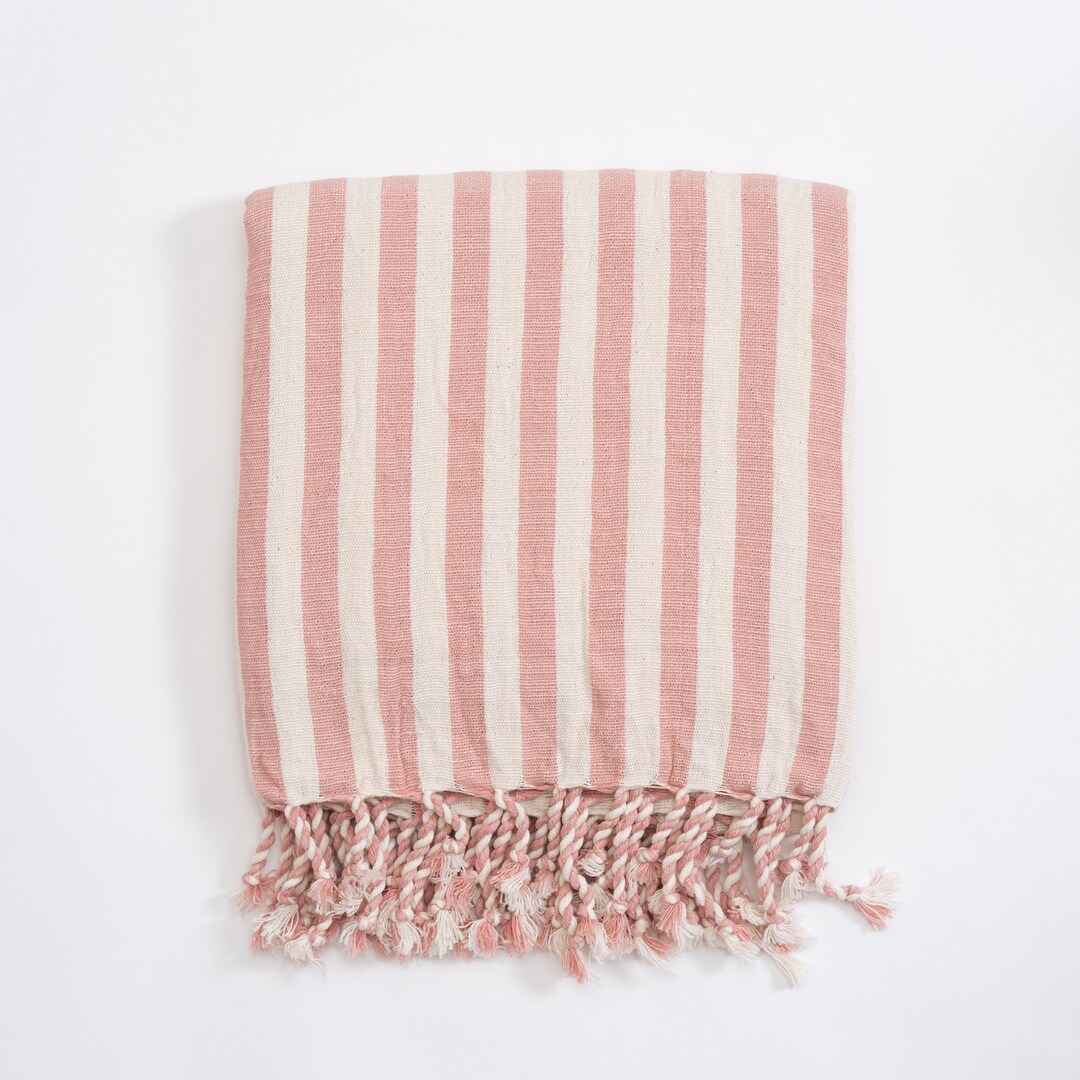 Rose Color Linen Beach Towel, Turkish Picnic Blanket, Large Blanket ...