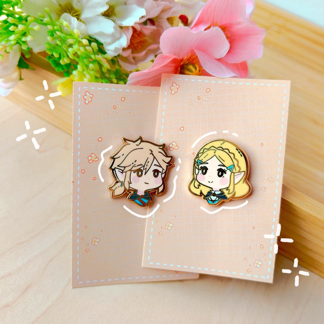 BOTW Zelda - Link +zelda Chibi Enamel Pins - Etsy