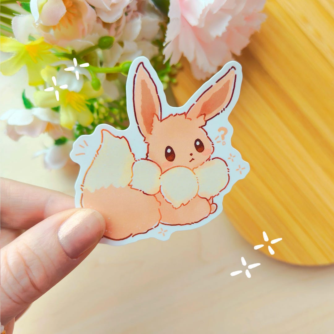 Poke Matt Vinyl Stickers | Eevee Die Cut Sticker | Kawaii Gift | Gamer ...