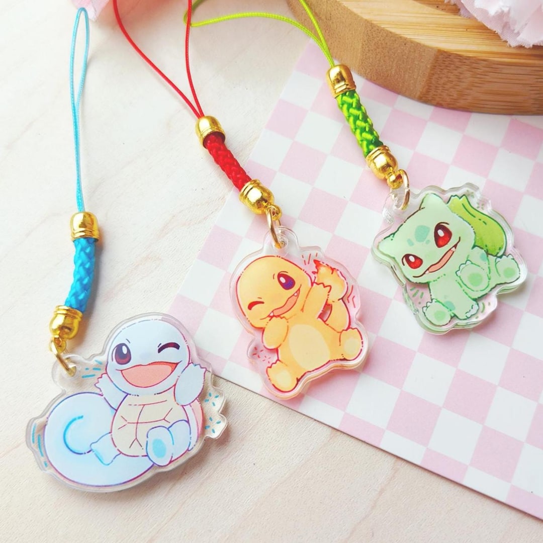Gen 1 Starters - Pokemon | Acrylic Phone Charms - Etsy