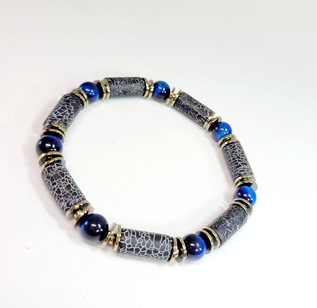 Black Brazilian Cracked Agates With Blue Tiger's Eye Features - Etsy