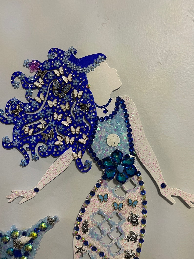 Beautiful Royal Blue and Light Blue Butterfly Mermaid Rhinestones ...