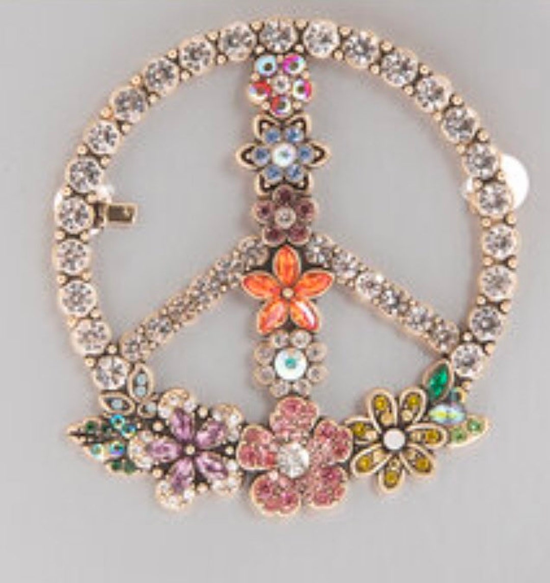 Peace Sign Made of Rhinestones and Flowers. A Real Pretty Piece. - Etsy