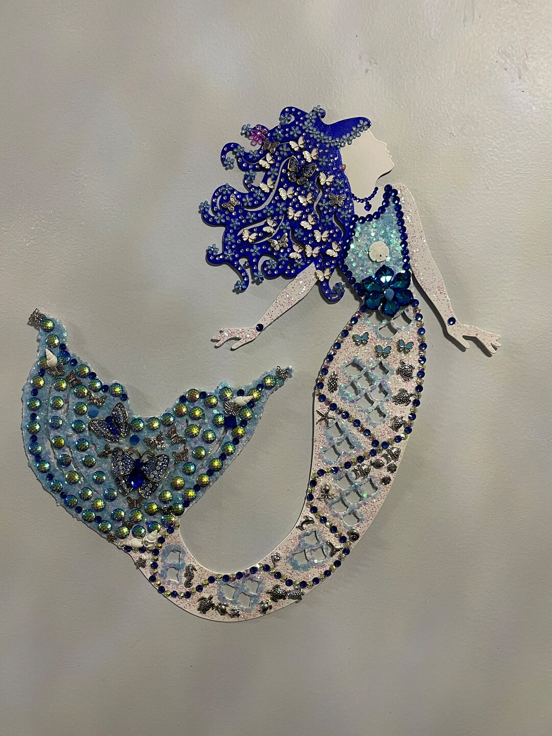 Beautiful Royal Blue and Light Blue Butterfly Mermaid Rhinestones ...