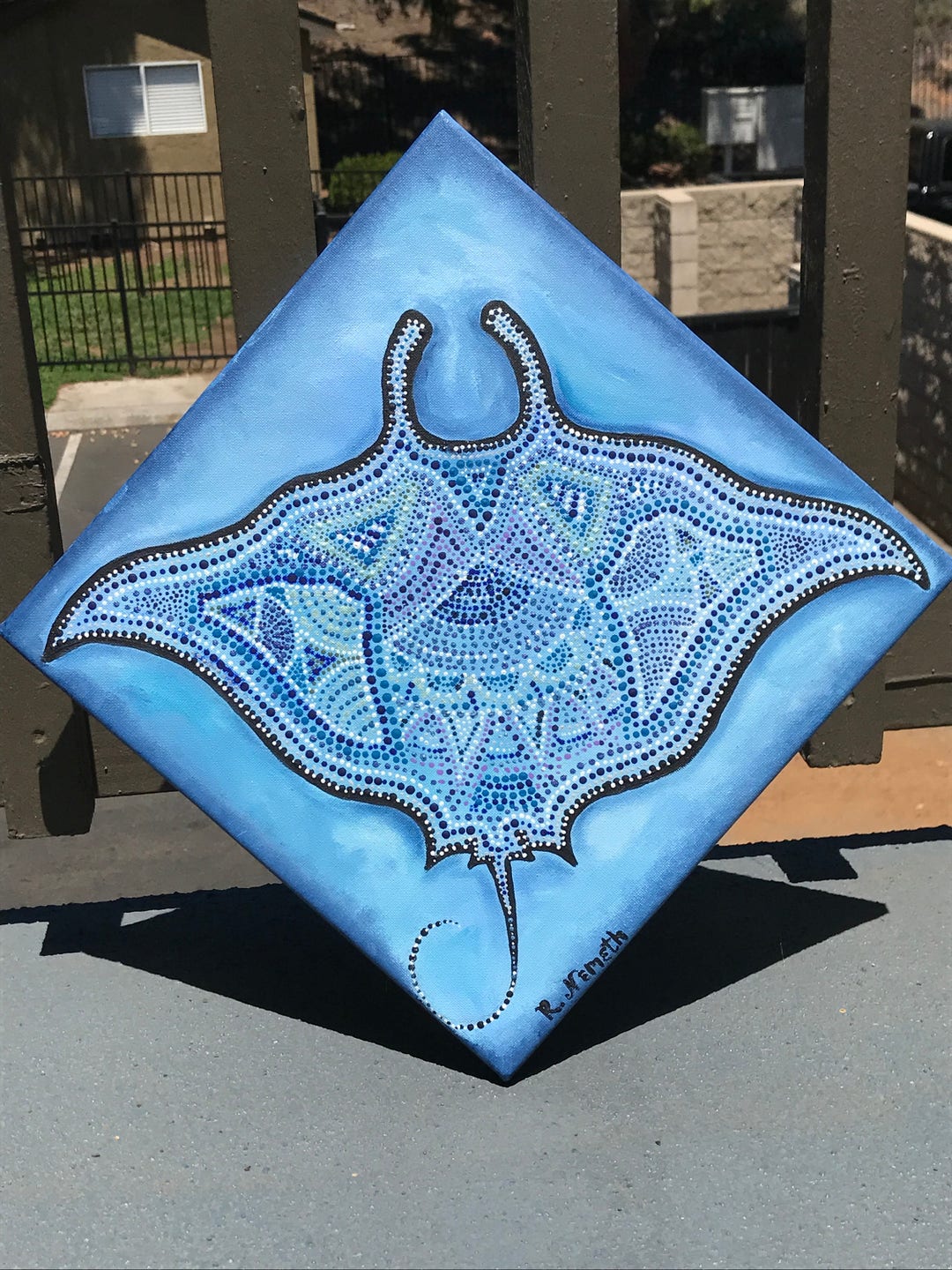 Manta Ray Acrylic Stippling Painting "smooth Glider" - Etsy