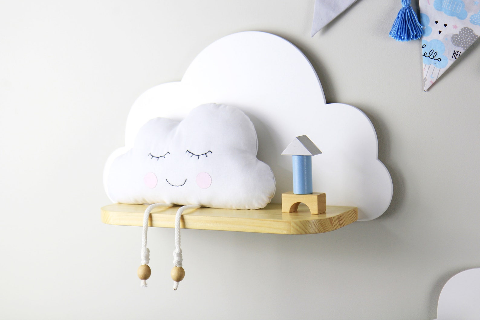 Wooden Cloud Shelf, Floating Shelf, Cloud Shelf for Baby Nursery ...