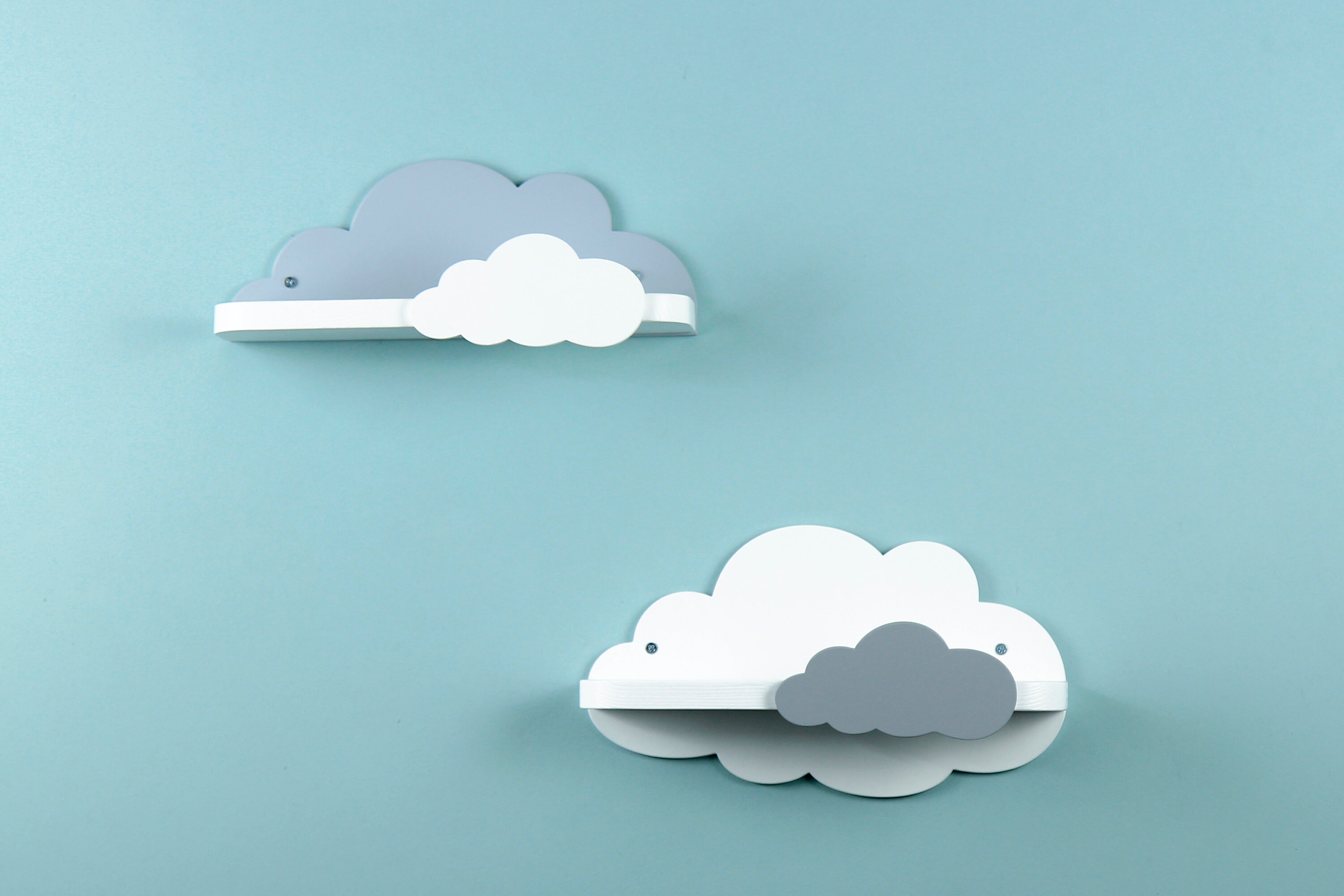 White Wooden Cloud Shelf, Wall Shelf for Nursery, Floating Shelf ...