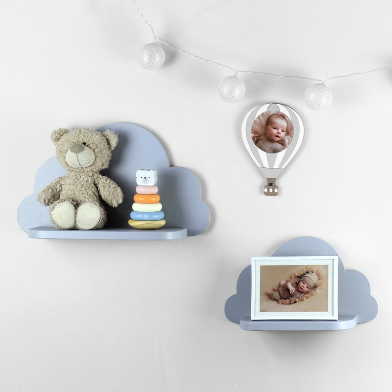 Set of 2 Cloud Shelves, Shelf for Baby Nursery, Floating Shelf, Kids ...