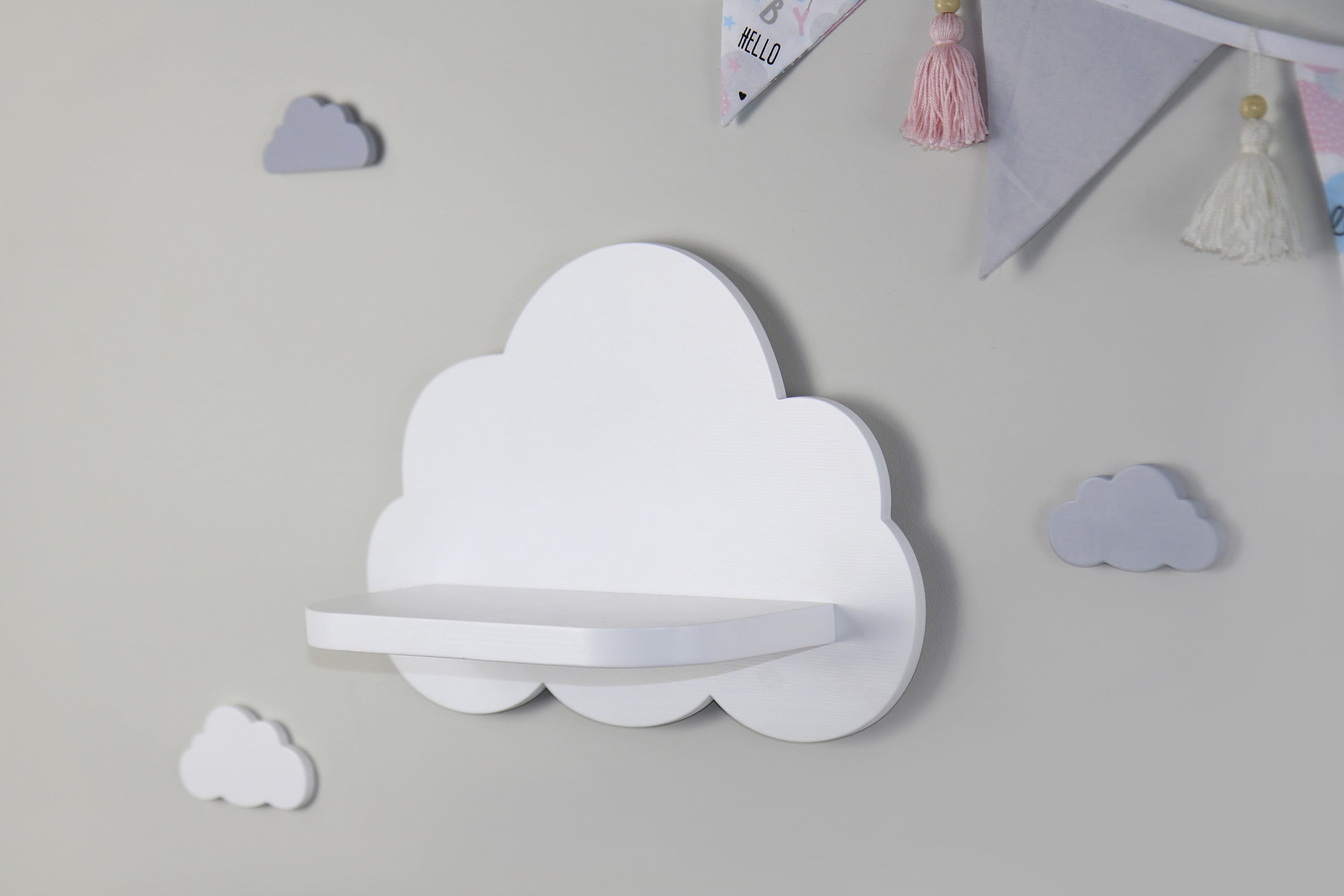 Set of 2 White Wooden Cloud Shelves Cloud Wall Shelf for - Etsy