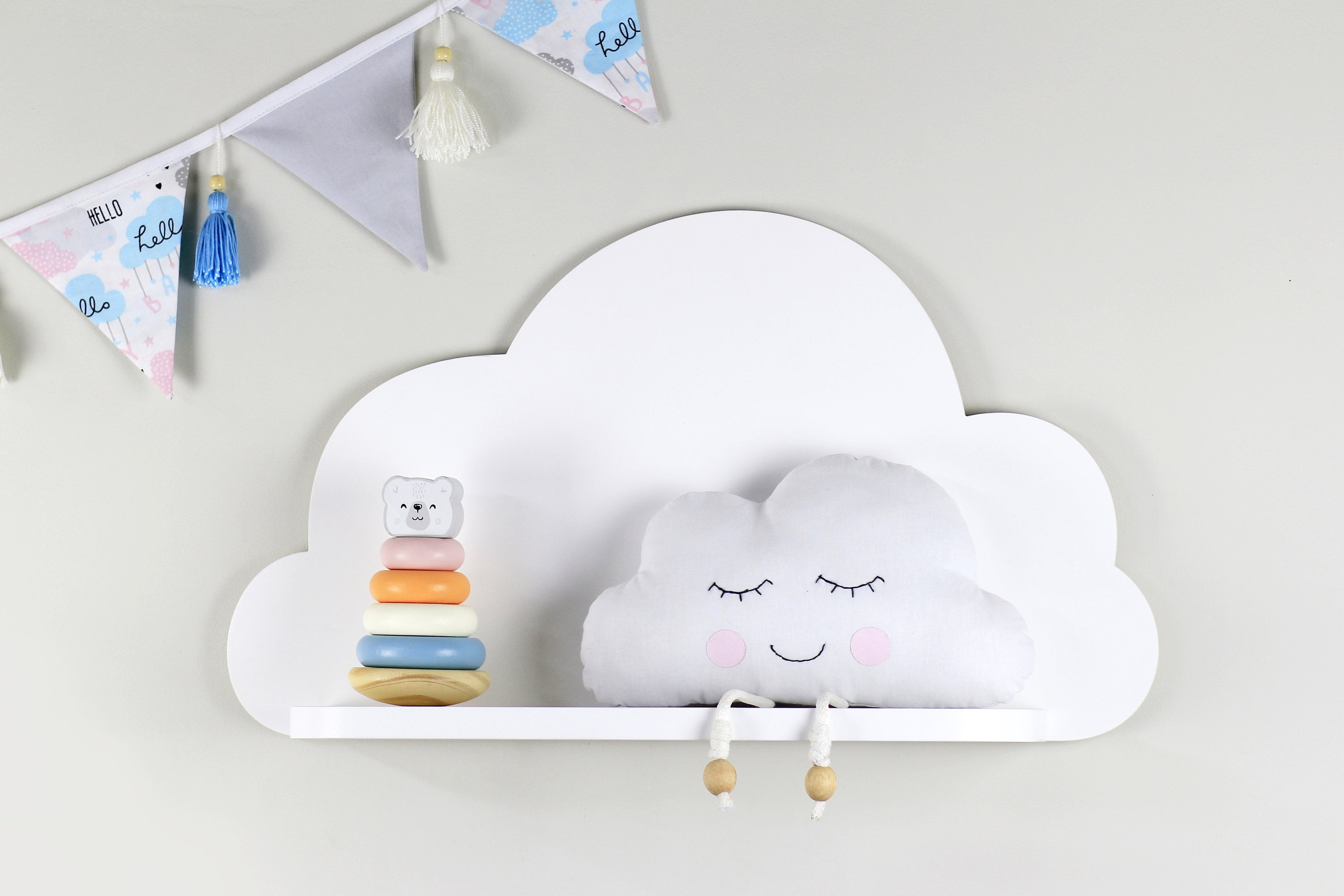 White Cloud Shelf, Wooden Floating Shelf, Сloud Wall Shelf for Nursery ...