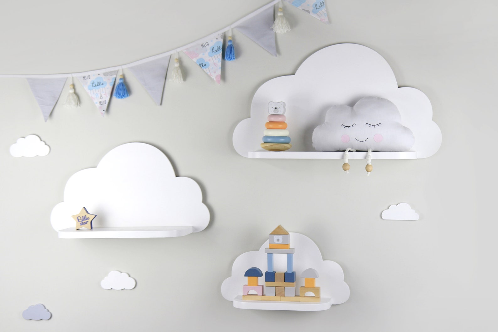 Set of 3 White Wooden Cloud Shelves Cloud Wall Shelf for - Etsy Canada