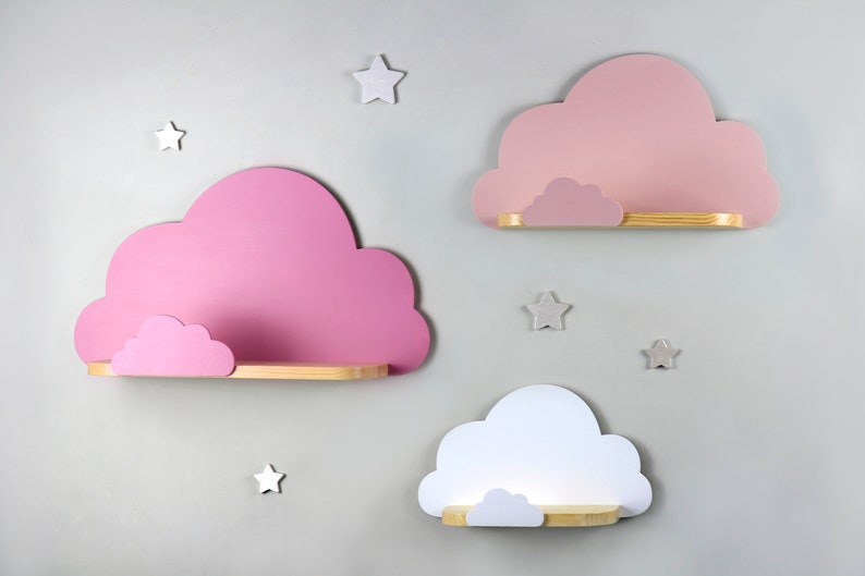 Cloud Wall Shelf Set of 3 With Small Border Cloud Cloud Shelf - Etsy