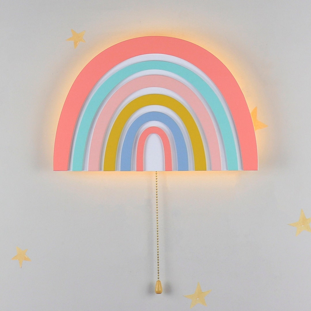Vibrant Wooden Rainbow Baby Lamp - Nursery Decor, Kids Room LED Night ...