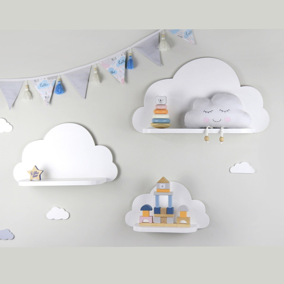 Set of 3 White Wooden Cloud Shelves Cloud Wall Shelf for - Etsy