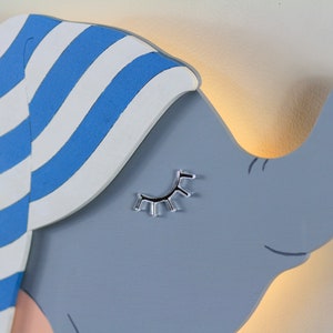 Wooden Lighting Elephant, Nursery Wall Lighting, LED Nursery Lighting ...
