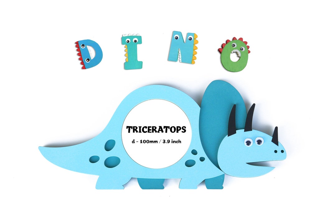 Dinosaur Photo Frame, Triceratops, Wooden Dinosaur Nursery Decor ...