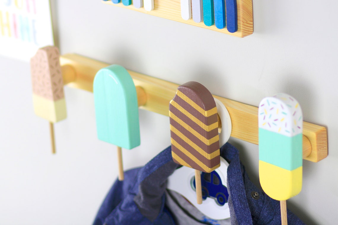 Cute Wooden Ice-cream Hooks for Baby Clothes Kid Clothes | Etsy