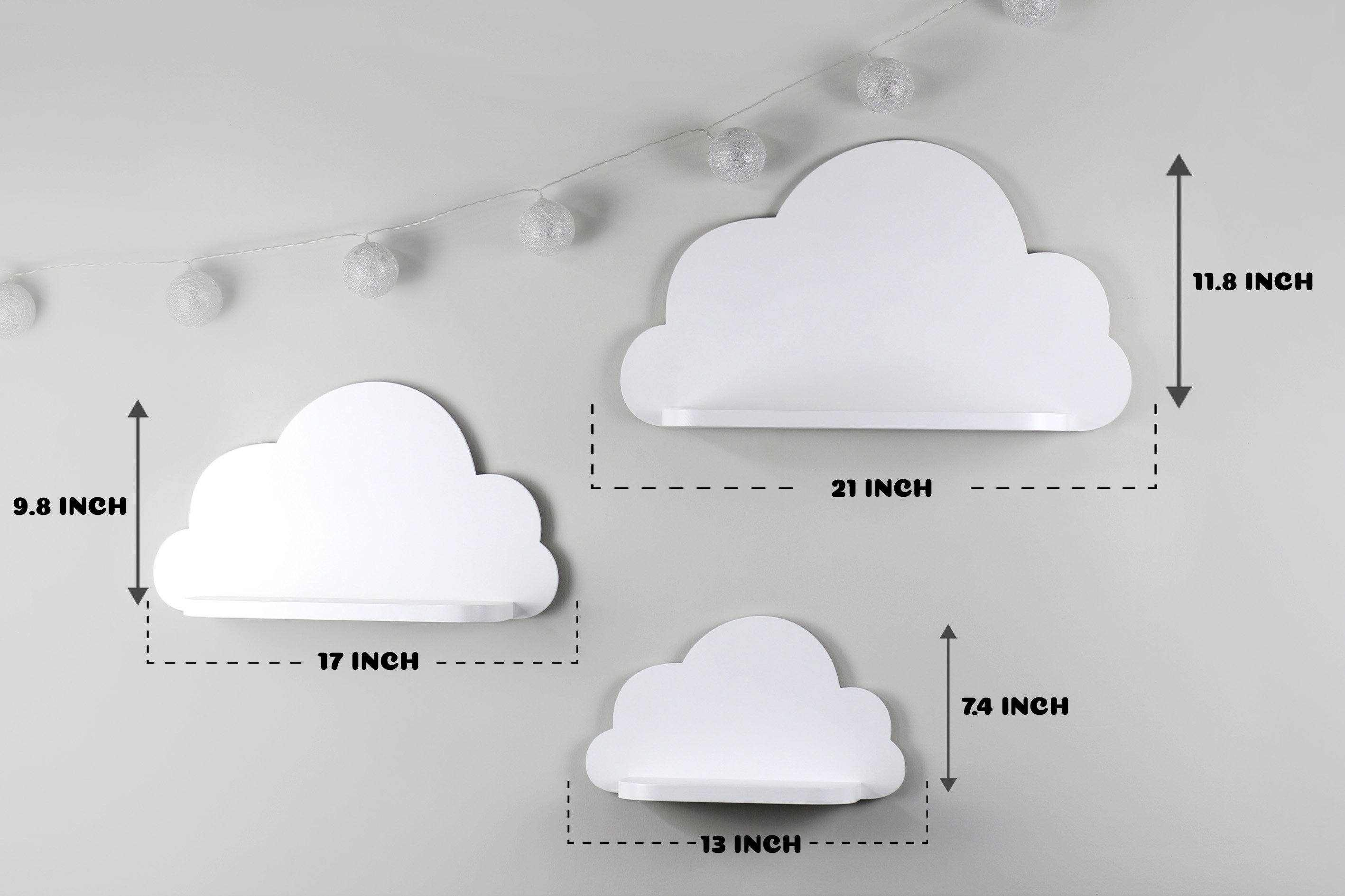 White Cloud Shelf, Wooden Floating Shelf, Сloud Wall Shelf for Nursery ...