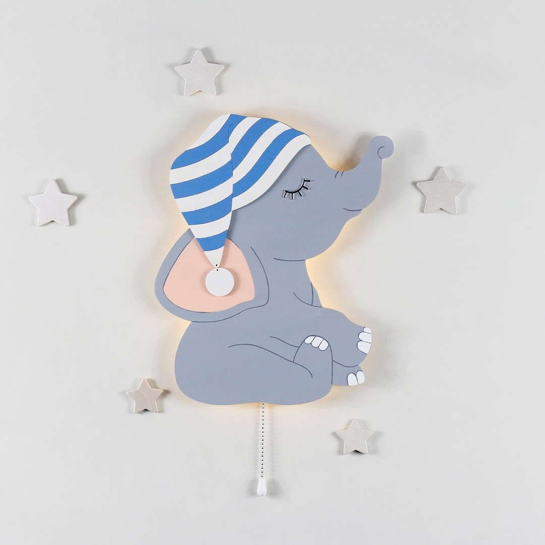 Wooden Lighting Elephant Nursery Wall Lighting LED Nursery - Etsy