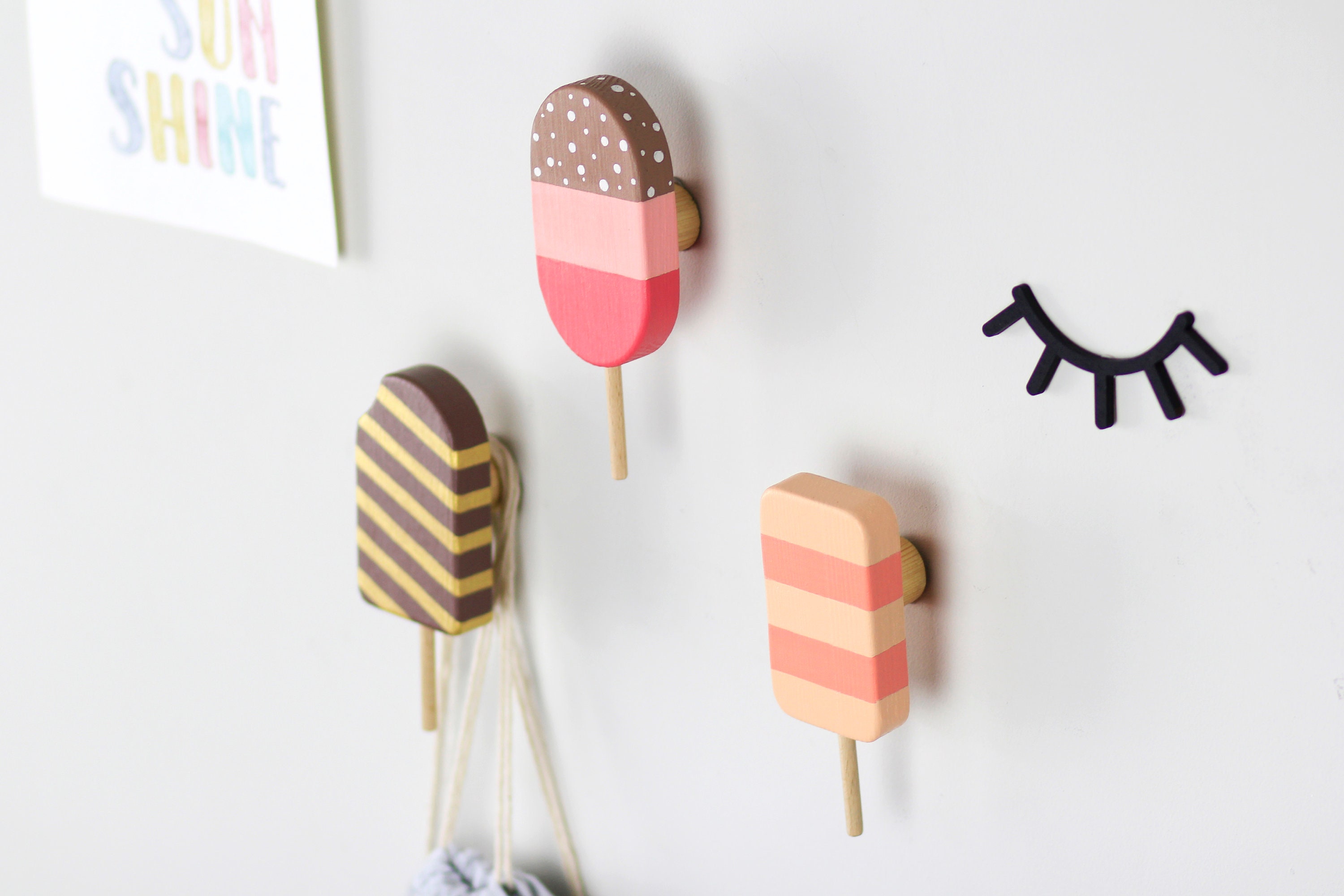 Colourful Wooden Ice Cream Kids Coat Hook Decorative Wall - Etsy