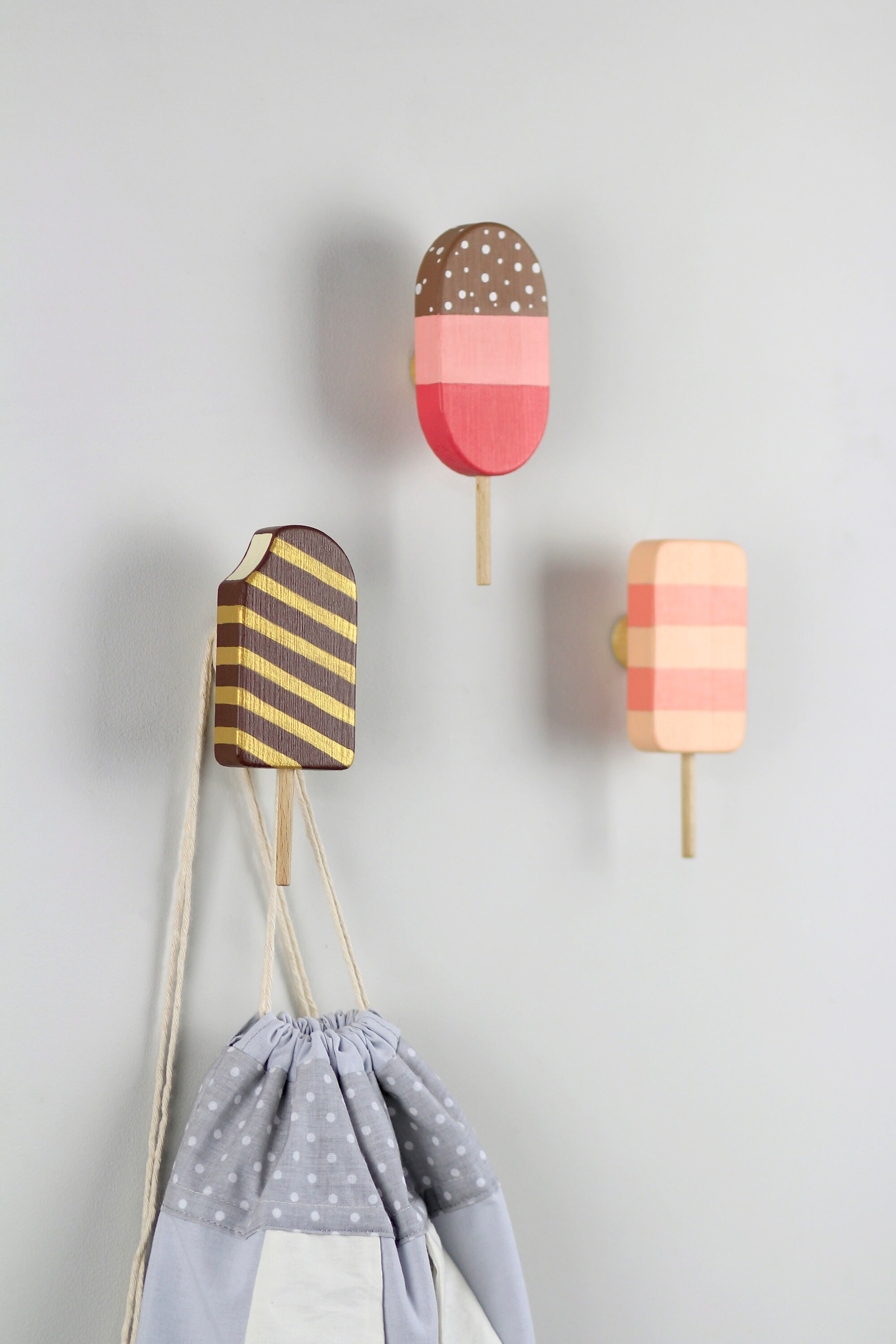 Colourful Wooden Ice Cream Kids Coat Hook Decorative Wall - Etsy