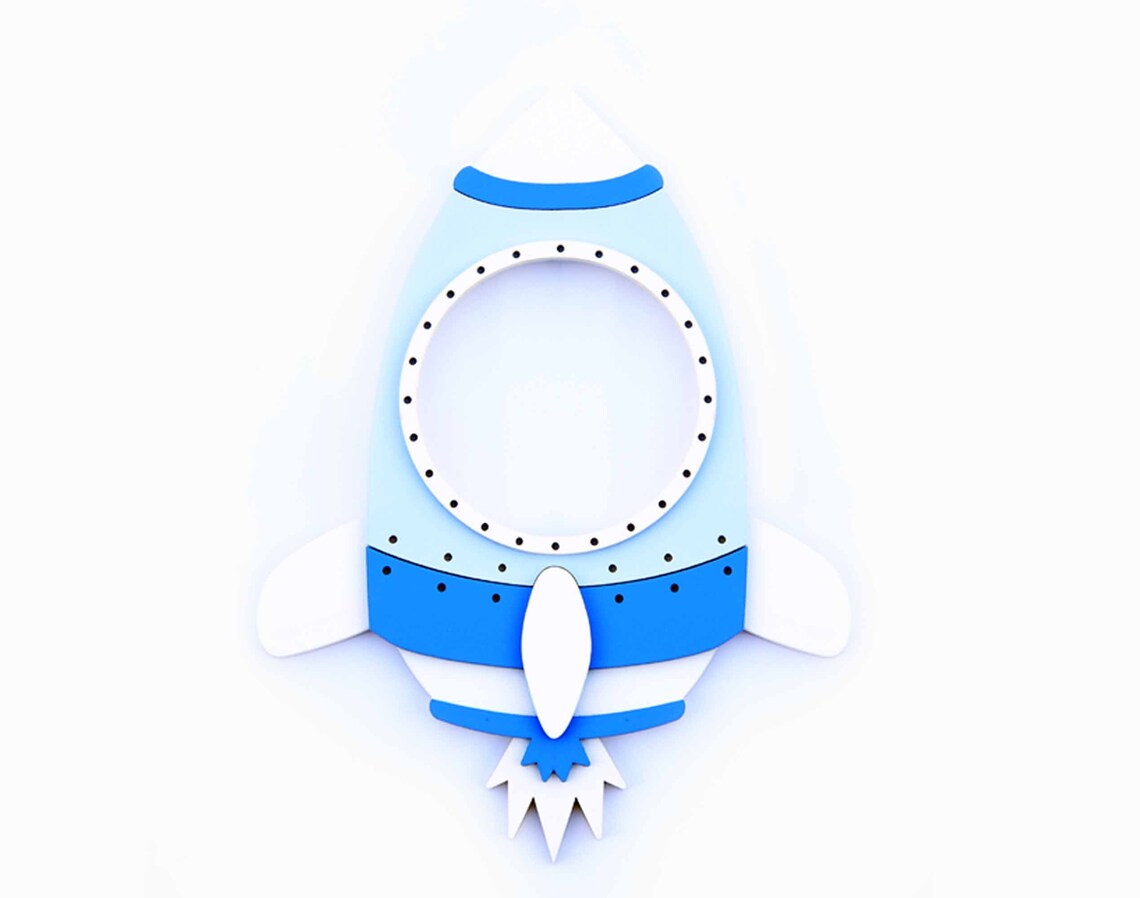 Kids Photo Frame Rocket Nursery Wooden Wall Decor Spaceship - Etsy