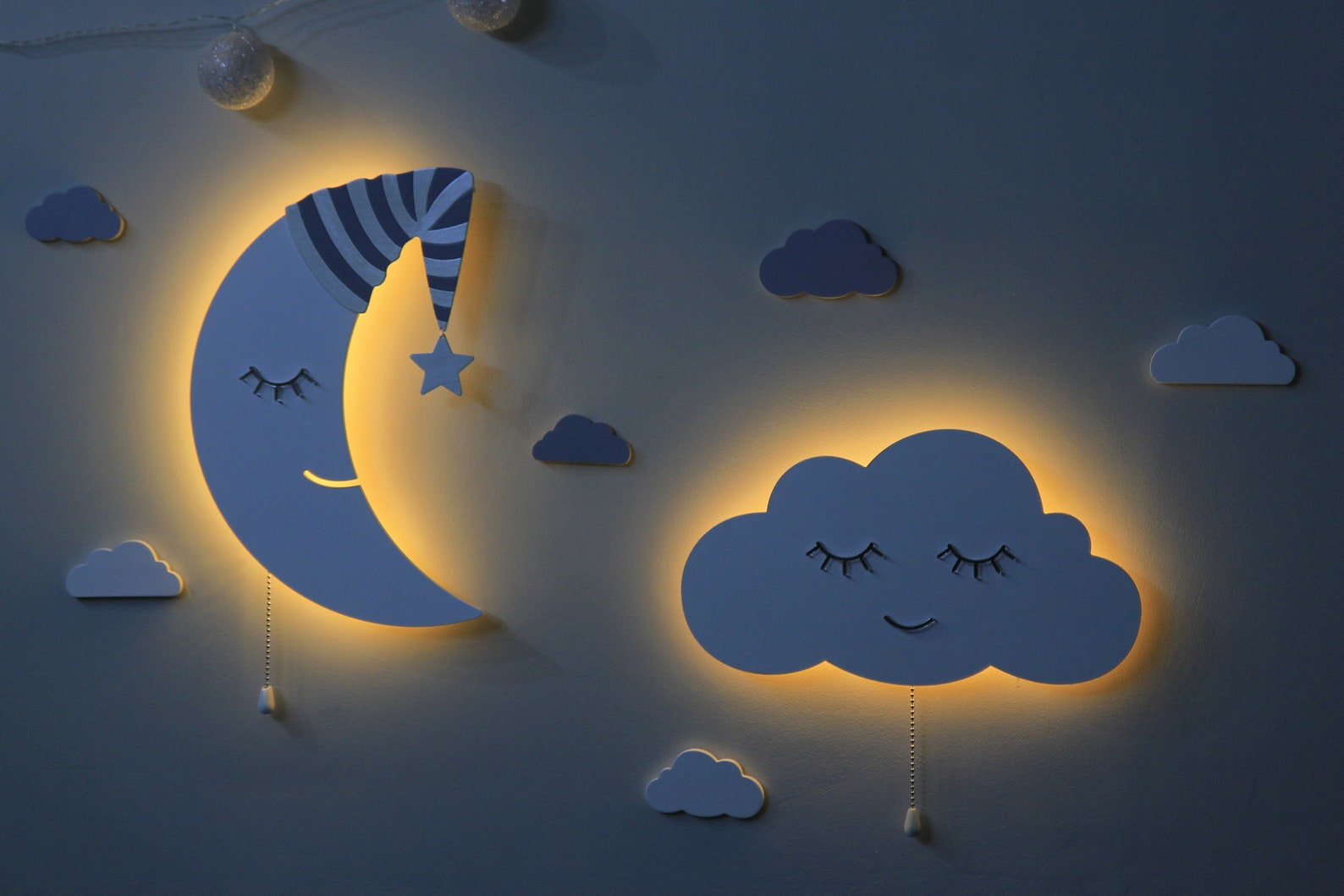 White Cloud Nursery Lighting, LED Wall Light, Cloud Lamp, Nursery ...