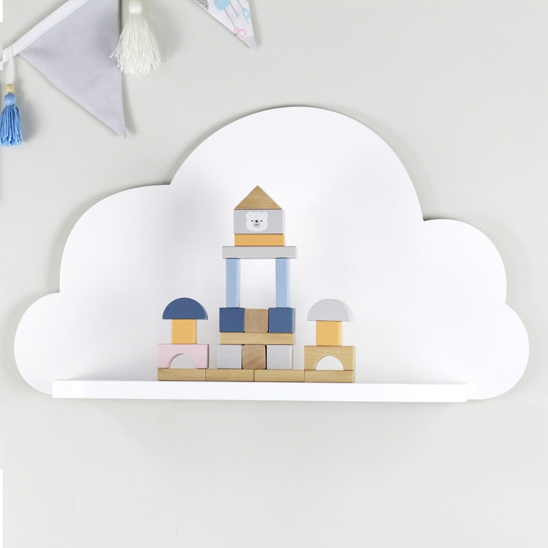 White Cloud Shelf, Wooden Floating Shelf, Сloud Wall Shelf for Nursery ...