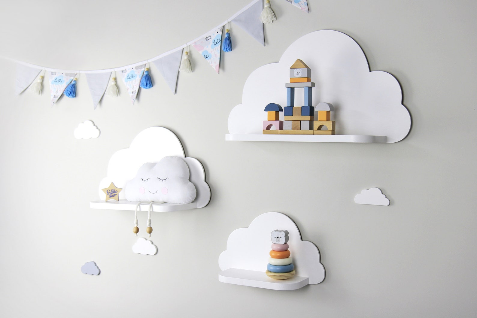 White Cloud Shelf Wooden Floating Shelf Сloud Wall Shelf for | Etsy